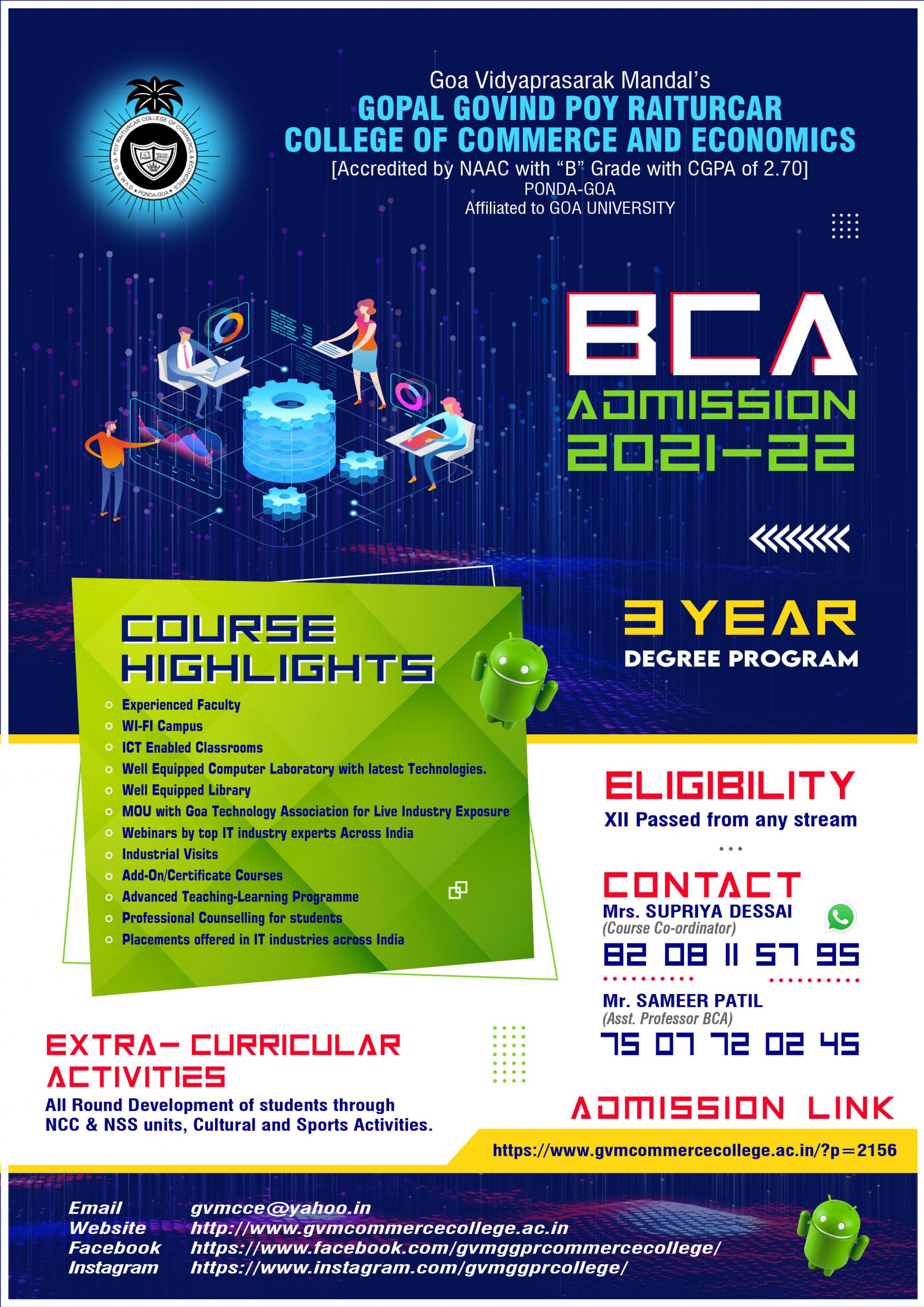 BCA Admission 2021 22 GVM S Gopal Govind Poy Raiturcar College Of